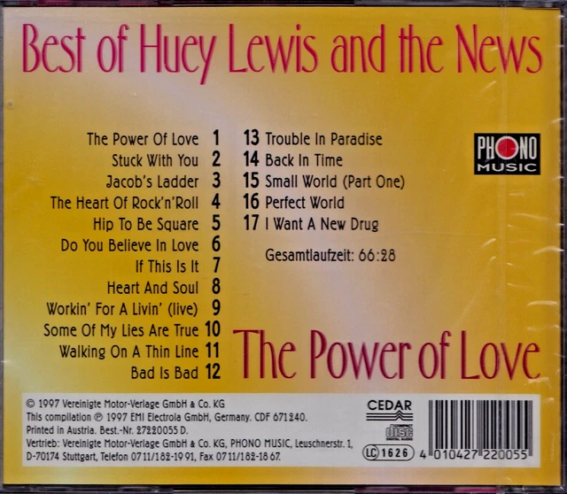 24 KARAT GOLD-CD von ZOUNDS - Huey Lewis & the News - Power Of Love - 1997 EUR 17,99 - PicClick IT