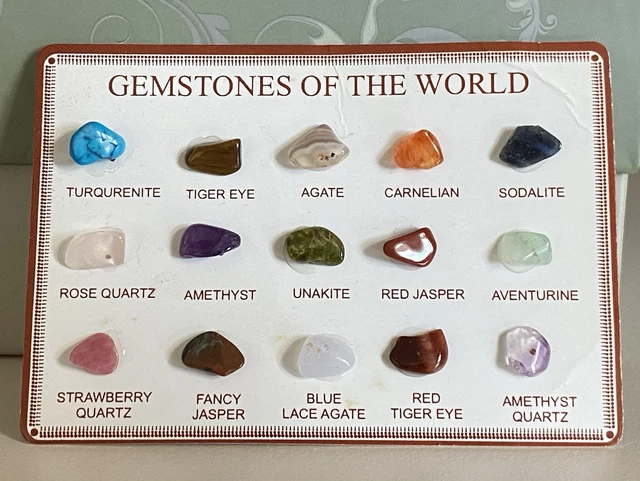 GEMSTONES OF THE World Collection Chart With Genuine Gemstones/Minerals ...
