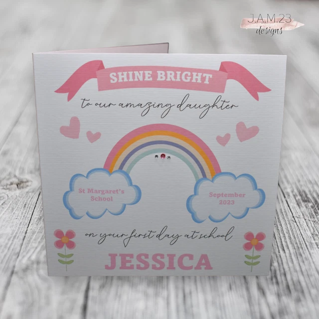 PERSONALISED GOOD LUCK 1st Day At School Card Girls Daughter ...