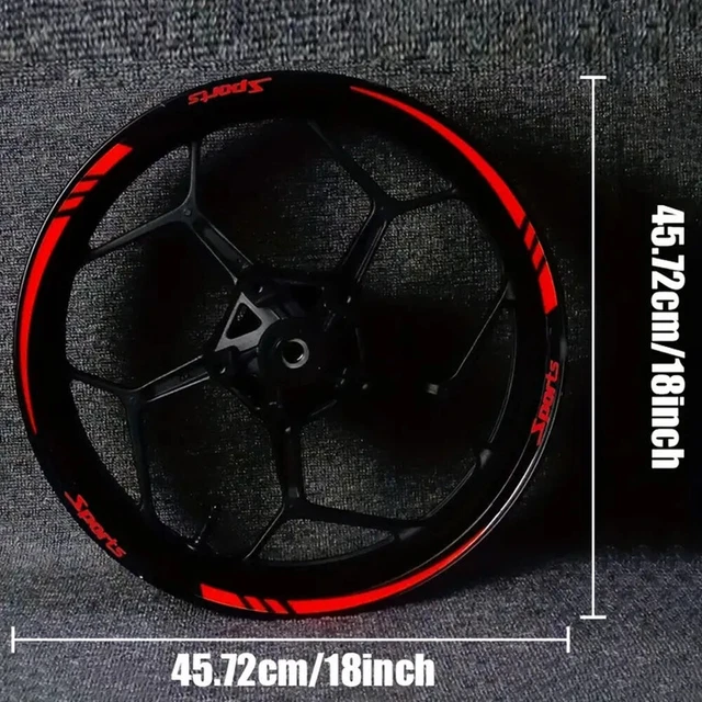 12PCS RED CAR Tire Wheel Rim Reflective Sticker Motorcycle Bike Decor ...