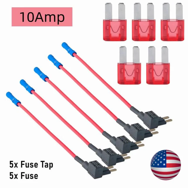 5 PACK ADD-A-CIRCUIT Fuse TAP Adapter with 10 amp Micro 2 APT ATR Blade ...