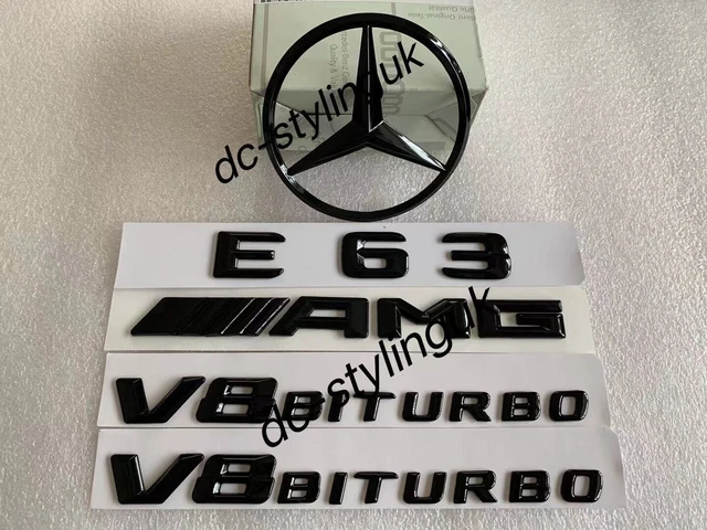 GLOSS BLACK REAR Star & Badges for Mercedes E Class E63 AMG W212 2008 ...