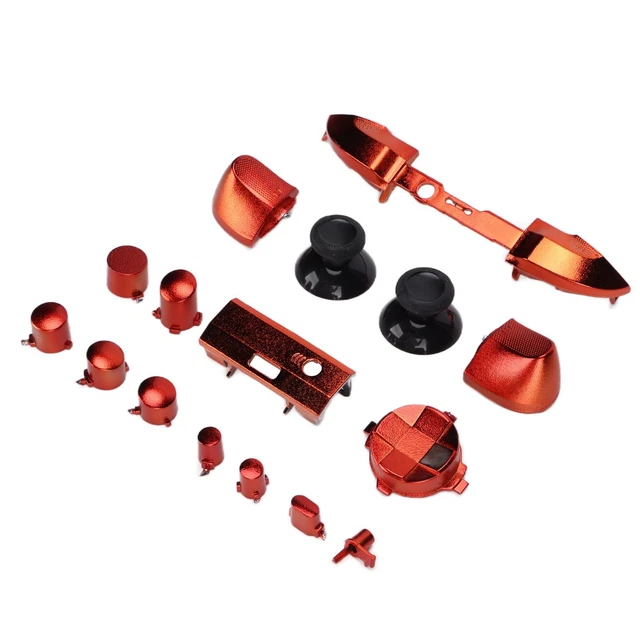 RED FULL GAME Controller Button Set Electroplating Replacement Handles ...