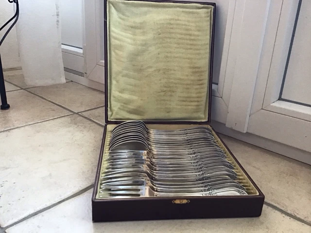 COFFRET 24 COUVERTS En Alfénide Orfrerie Labat Et Pugibet Argenté 60 gr ...