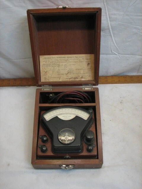 ANTIQUE WESTON MODEL 1 Voltmeter Gauge Tool Steam Punk Gage Volt Meter ...