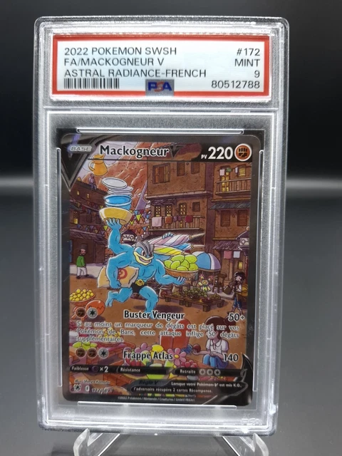 CARTE POKÉMON MACKOGNEUR V ALT 172/189 Astres Radieux EB10 PSA Grade 9 ...