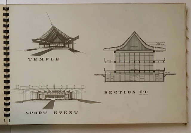 VINTAGE JAPANESE TEMPLE & Cultural Center Architectural Drawings Plans ...