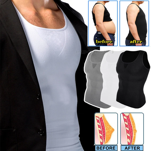 MENS SLIMMING BODY Shaper Belly Tummy Control Shirt Compression Vest ...