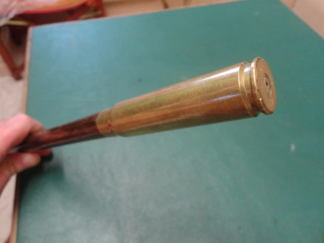 VINTAGE WW2 20MM ST 43 1942 MILITARY EMPTY BULLET HANDLE WALKING STICK ...