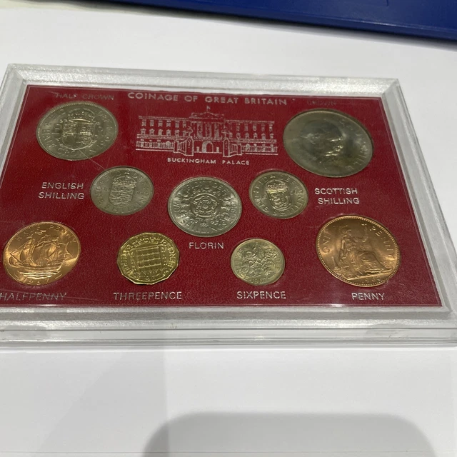RARE !! COINAGE Of Great Britain Buckingham Palace Logo 9-Coin Set 1965 ...