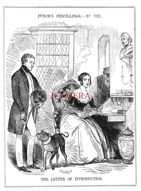 &THE LETTER OF Introduction" Original Antique 1840s Punch Cartoon Print ...