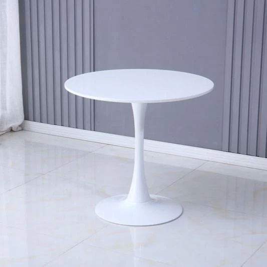 WHITE MONOCHROMATIC ROUND Dining Table with Tulip Metal Leg - 80cm £129 ...