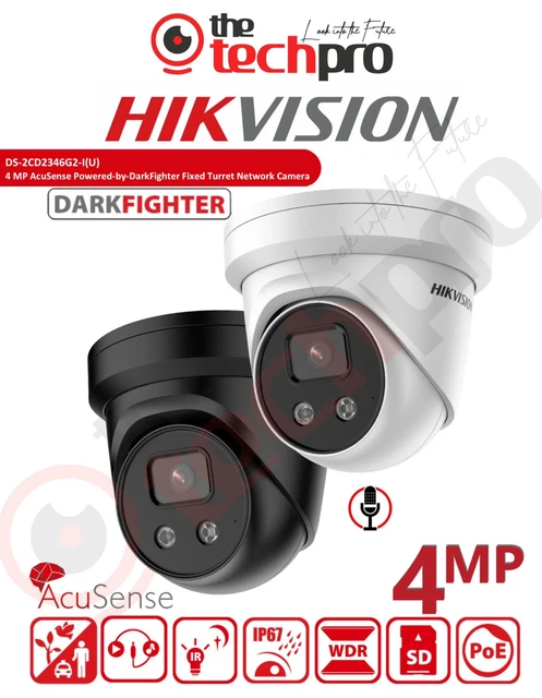 HIKVISION 4MP IP Camera Acusense DS-2CD2346G2-IU Built-In Mic DarkFighter CCTV £145.50 - PicClick UK
