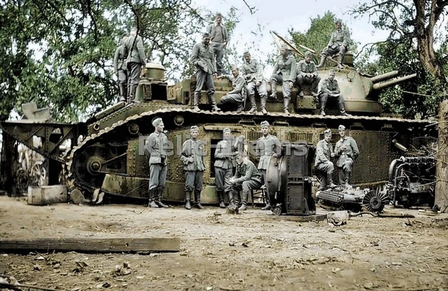WW2 PICTURE PHOTO Char 2C French Super Heavy tank with German troops ...