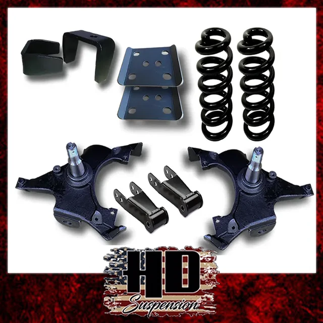 73-87 C10 6&F 7"R Drop Lowering Spindles Coils Spring Shackles Flip Kit ...