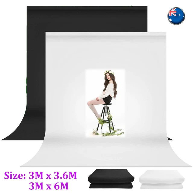 AU 3M/6M MUSLIN Backdrop Screen Black White Photo Studio Photography ...