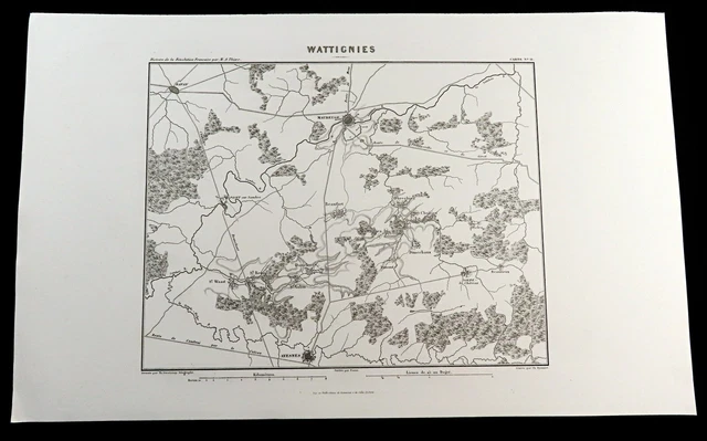 BATTLE OF WATTIGNIES Map France Military Napoleonic Wars Antique ...