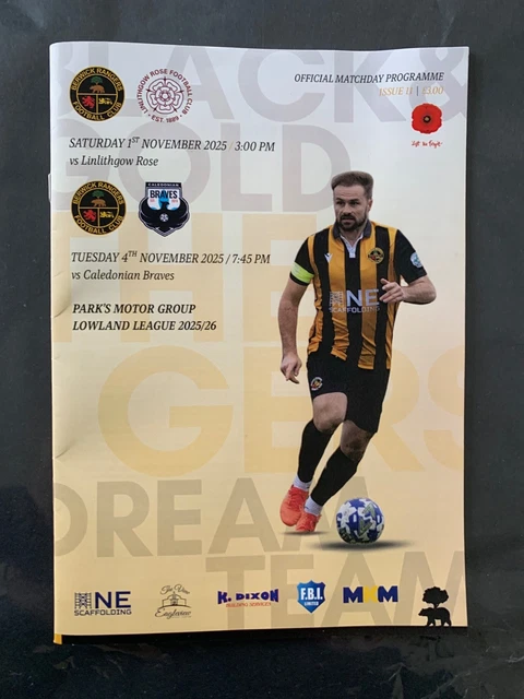 BERWICK RANGERS V Linlithgow Rose/Caledonian Braves 2025 £3.84 ...