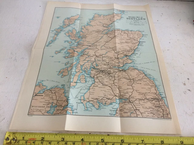 BRITISH RAILWAYS SCOTLAND SYSTEM MAP 29 x 23 cm C1940 + STEAMER ROUTES ...