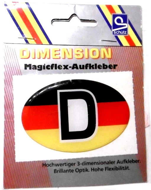 AUTO-AUFKLEBER D-SCHILD 7X5 cm Länderzeichen Deutschland Flagge 3D 80er ...