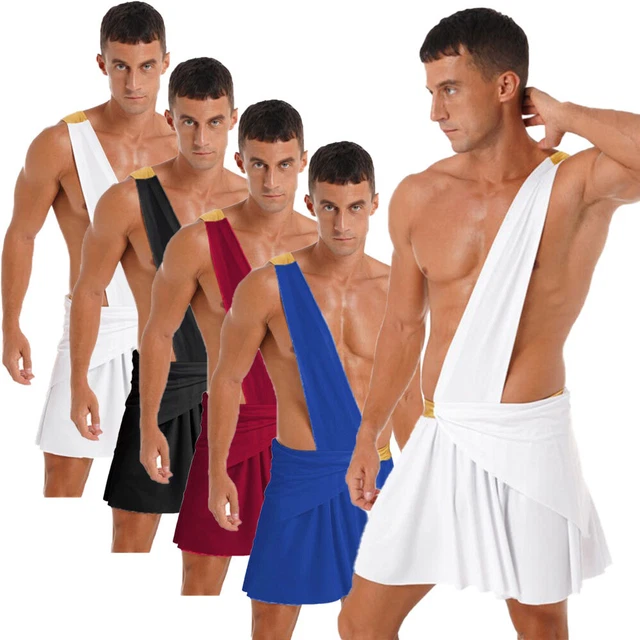 MENS GREEK GOD Costume Roman Toga Ancient Caesar Outfits One Shoulder ...