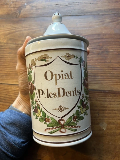 POT A PHARMACIE Faience Peinte Opiat Les dents Deroche EUR 84,00 ...