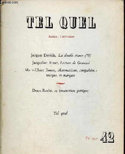 TEL QUEL N°42 été 1970 - Jacques Derrida, la double séance (II) - EUR 30,90 - PicClick FR