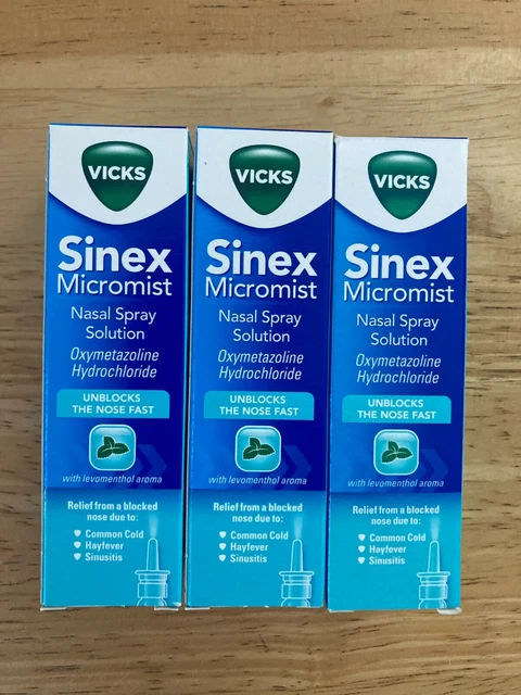 VICKS SINEX MICROMIST Nasal Spray 3 X 15Ml Unblock Nose Fast * Expiry ...