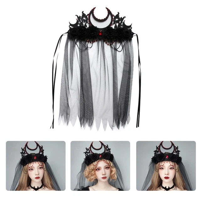 DAY OF THE Death Headband Black Veil Crown Halloween Crown Gothic ...