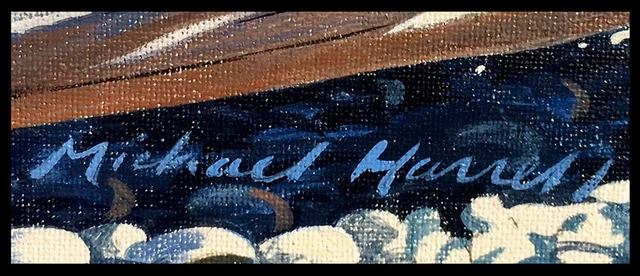 MICHAEL J. HARRELL Original OIL PAINTING on CANVAS Art SIGNED Fishing ...