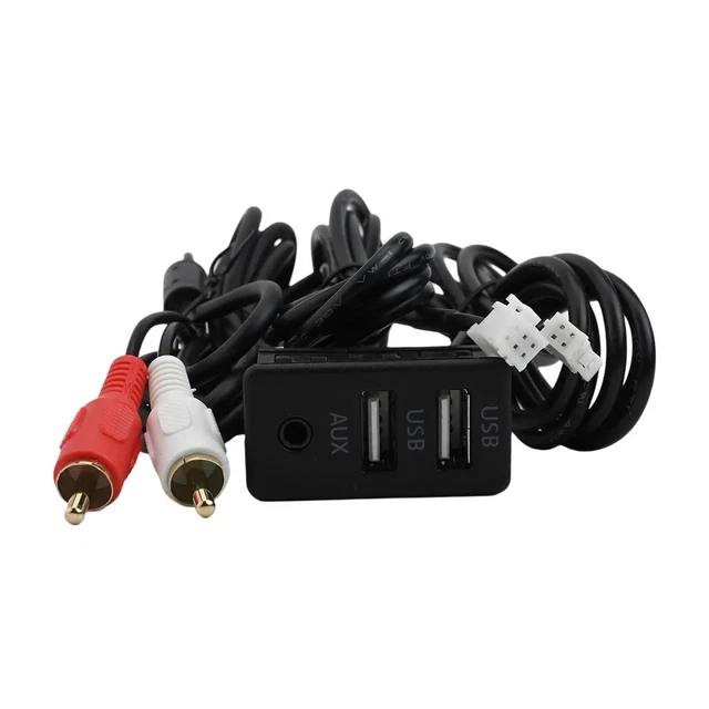 CÂBLE D'EXTENSION D'INTERFACE pratique double panneau de port USB + AUX pour mo EUR 19,61 ...