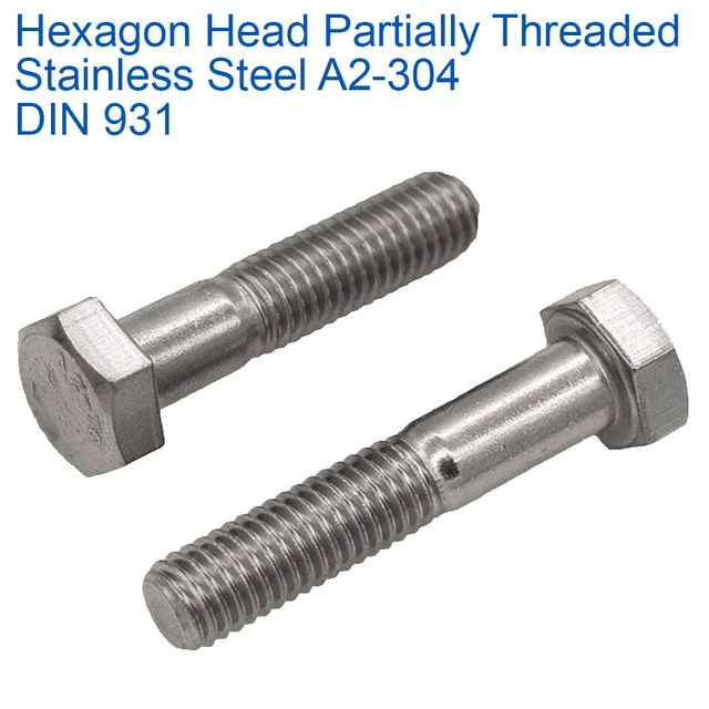 M8 - 8MM PART THREADED BOLTS HEX HEXAGON HEAD SCREWS STAINLESS STEEL ...