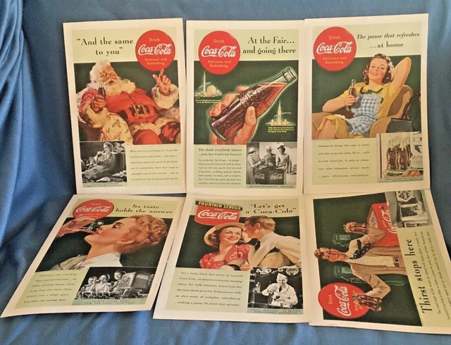 COMPLETE SET OF 6 1939 Coca Cola Ads National Geographic Magazines £15. ...