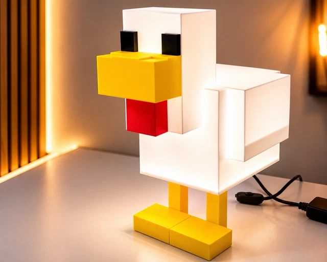 MINECRAFT STYLE CHICKEN LED Lamp with Light Included | Gaming Room ...