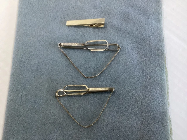 3 VINTAGE STRATTON Imitation Tie Clips Gold Tone £9.50 - PicClick UK