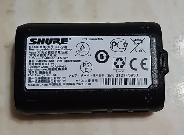 SHURE SB900 LITHIUM-ION Rechargeable Battery $60.00 - PicClick
