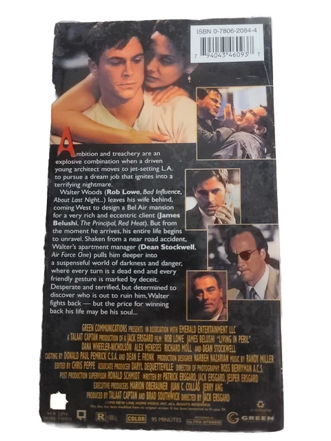 LIVING IN PERIL (1996) VHS Tape Rated (R) Thriller/Drama - Rob Lowe/Jim ...