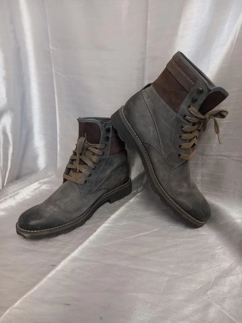 MEN'S CLARKS GREY Leather Ankle Boots - Size 10 - Worn Few Times £29.99 ...