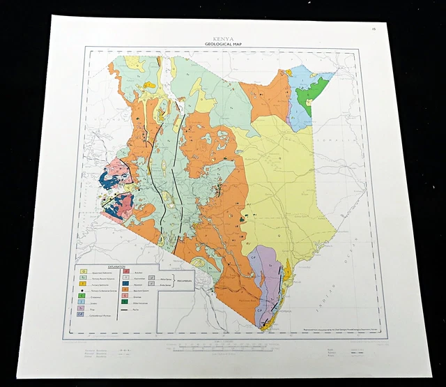 1961 VINTAGE MAP of Kenya Africa Geological Chart Geology African ...
