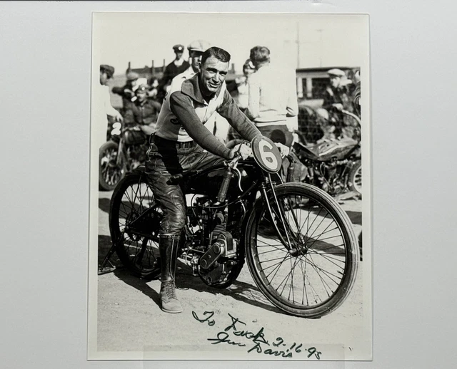 VERY RARE! AUTOGRAPHED Vintage 1920s Jim Davis INDIAN Motorcycle Racing ...