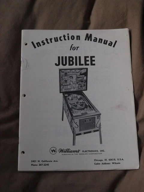 FLIPPER MANUALE FLIPPER originale flipper Williams Jubilee EUR 48,57 ...