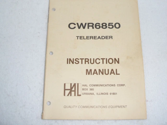 HAL COMMUNICATIONS CWR6850 Telereader Instruction Manual £38.14 ...