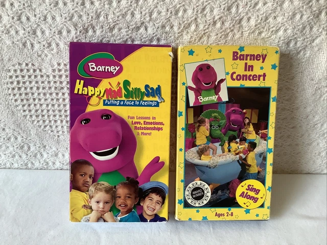 2-BARNEY VHS TAPES “Barney in Concert, 1991” & “Happy, Mad, Silly, Sad ...