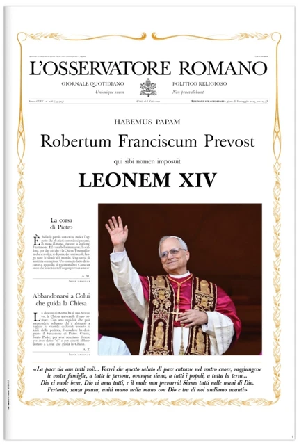 OSSERVATORE ROMANO ED. Straordinaria 8 Maggio 2025 Elezione Papa Leone ...