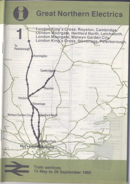 VINTAGE BRITISH RAIL Great Northern Electrics timetable booklet 1985 £1 ...