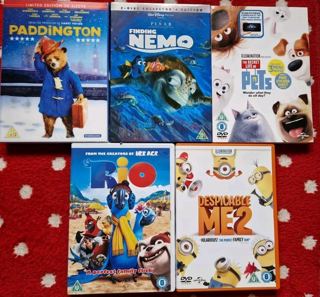 5 KIDS DVDS Paddington, Finding Nemo, Despicable Me 2, Rio, Secret Life ...