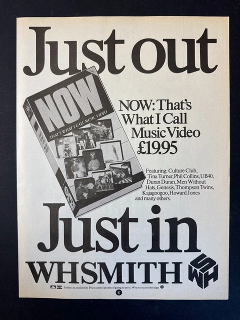 NOW THATS WHAT I CALL MUSIC VIDEO 8.5x11" 1983 SMASH HITS MAGAZINE ...