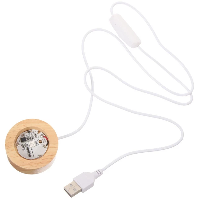 WOODEN LIGHT BASE Small Wooden LED Display Stand Round Lighted for DIY ...