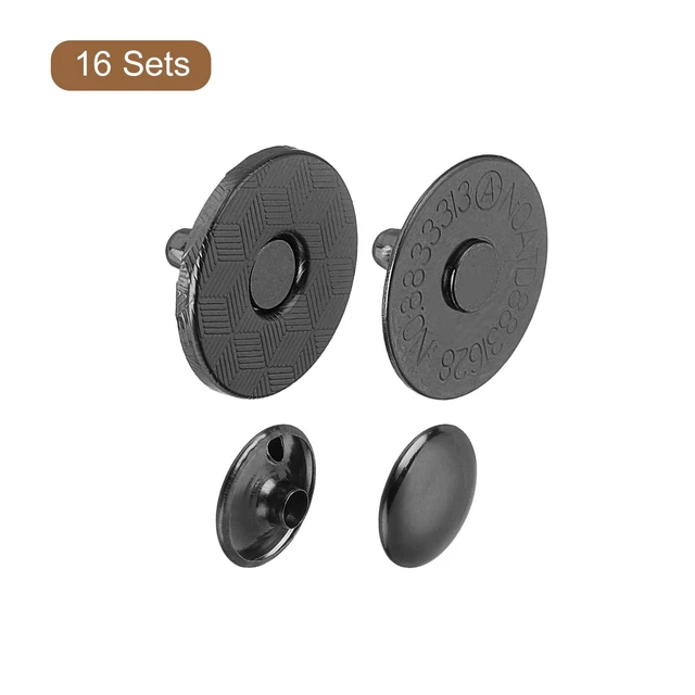 16 SETS 18X2MM Magnetic Round Snaps Button Base Components and Cap Kit ...