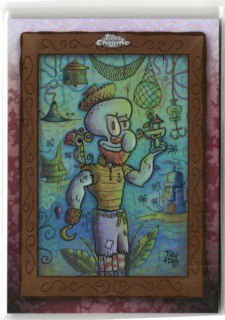 2025 TOPPS CHROME SpongeBob #SG-15 Tiki Tony Squidwards Gallery SSP £75 ...
